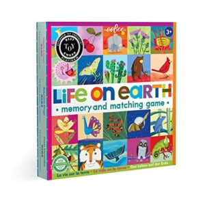 eeboo: life on earth, memory & matching game, developmental and educational, 24 pairs to match, single or multiplayer function, for ages 3 and up