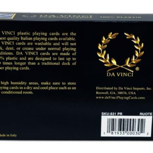 DA VINCI Ruote, Italian 100% Plastic Playing Cards, 2-Deck Poker Size Set, Regular Index, w/2 Cut Cards