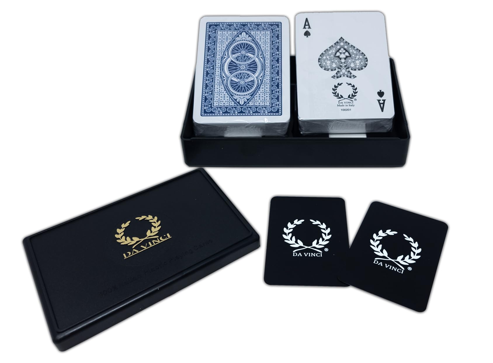 DA VINCI Ruote, Italian 100% Plastic Playing Cards, 2-Deck Poker Size Set, Regular Index, w/2 Cut Cards