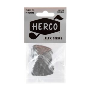 Herco® HE211P Flex 75 Nylon Flat Picks, Silver, Heavy, 12/Player's Pack