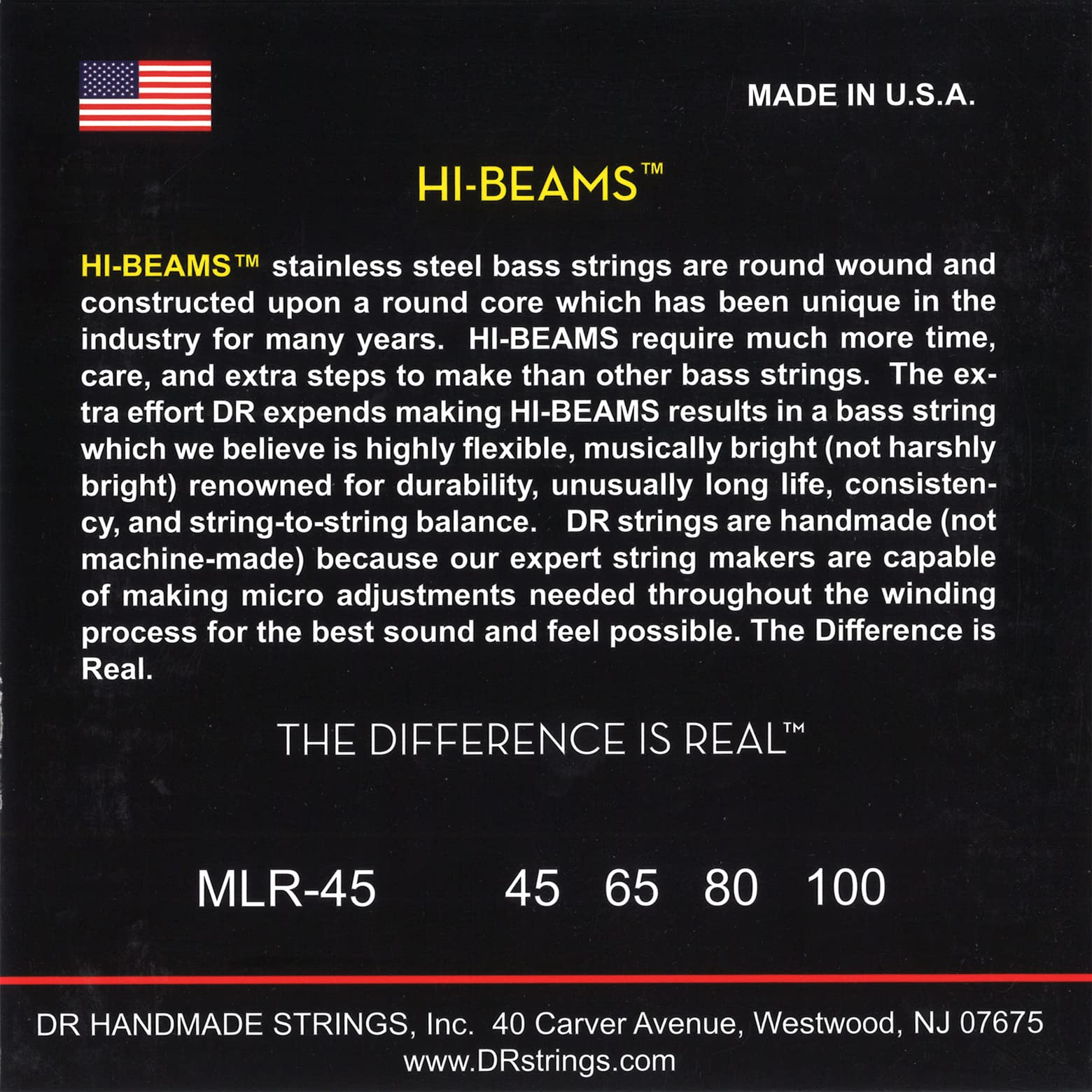 DR Strings Hi-Beam - Stainless Steel Round Core 45-100