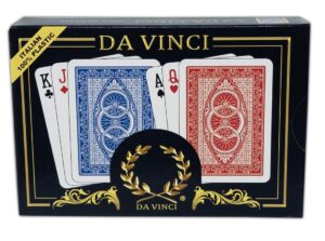 da vinci ruote, italian 100% plastic playing cards, 2-deck poker size set, regular index, w/2 cut cards