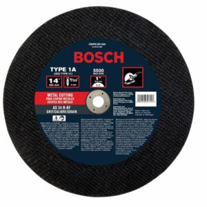 bosch cwps1m1400 14 in. 5/32 in. 1 in. arbor type 1a (iso 41) 24 grit metal cutting bonded abrasive wheel, black