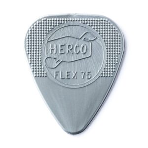 herco® he211p flex 75 nylon flat picks, silver, heavy, 12/player's pack