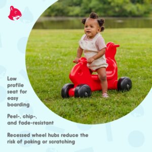 2-in-1 Squirrel Push & Ride-on Toy, Indoor & Outdoor Use, Low Profile Seat, Recommended for Children up to 50lbs, Durable Construction, Made in The USA (Red)