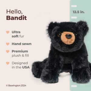 Bearington Baby Bandit Plush Stuffed Animal Black Bear Teddy, 12.5"