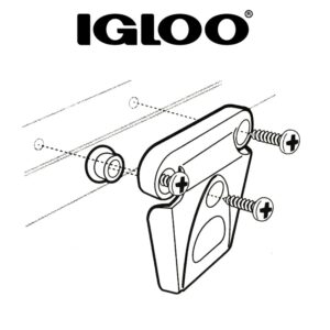 Igloo Cooler Latch with Winged and Single Screw Post, White, Contains UV Inhibitors