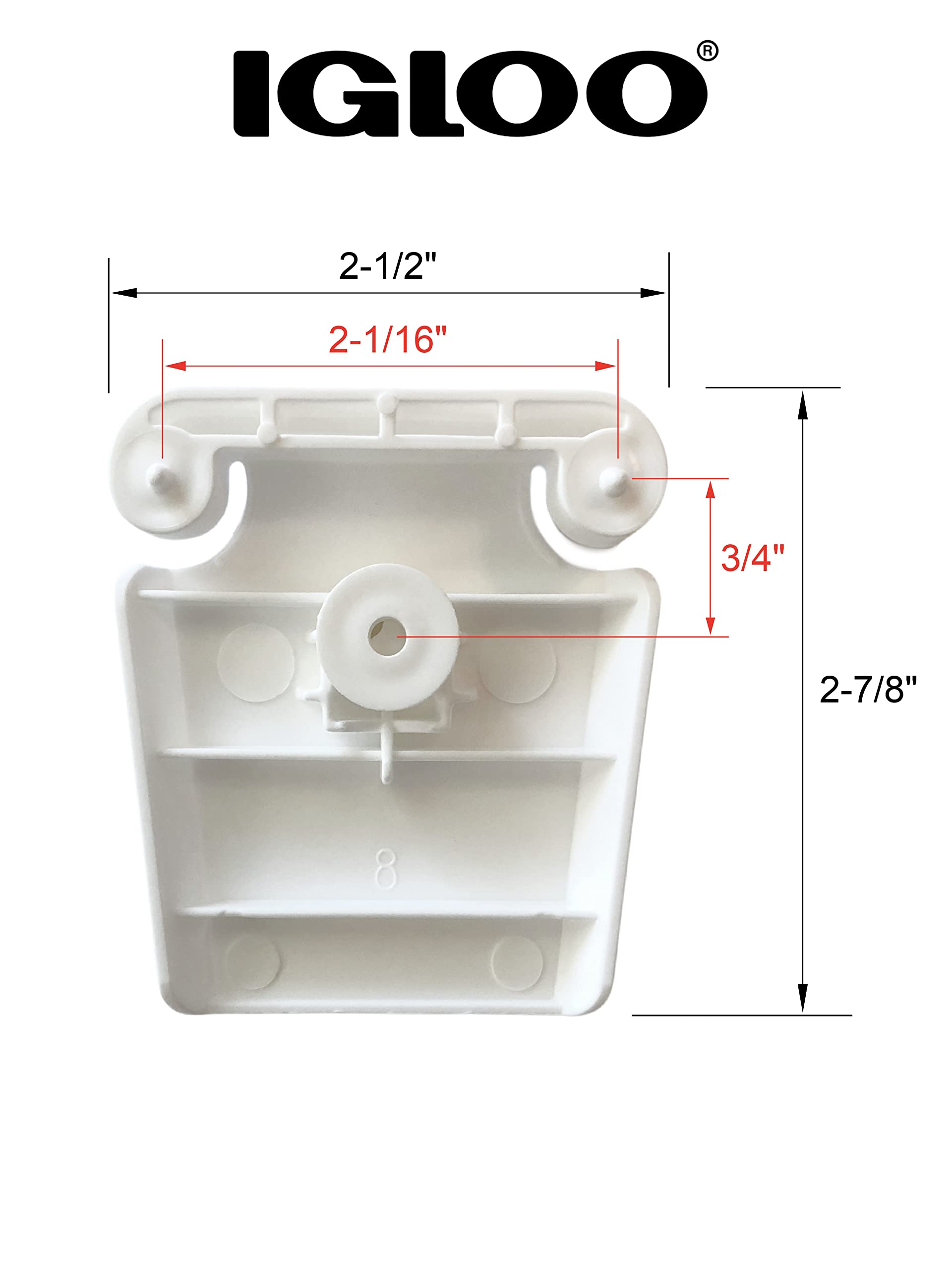 Igloo Cooler Latch with Winged and Single Screw Post, White, Contains UV Inhibitors