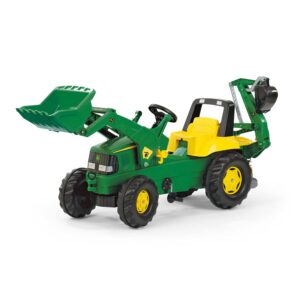 rolly toys john deere pedal tractor with working loader and backhoe digger, youth ages 3+