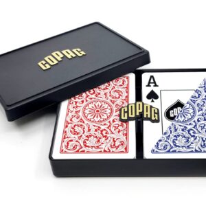 Copag 1546 Design 100% Plastic Playing Cards, Bridge Size (Narrow) Red/Blue (Jumbo Index, 1 Set)