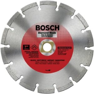 bosch db765 premium plus 7-inch dry or wet cutting segmented diamond saw blade with 5/8-inch knockout arbor for soft brick or sandstone