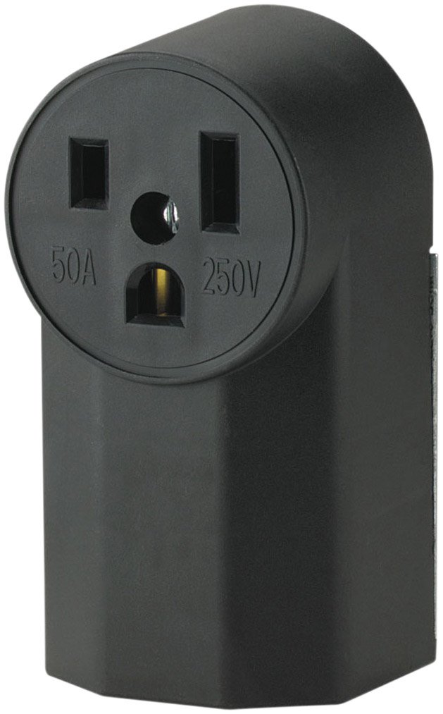 The Eaton WD1252 2-Pole 3-Wire 50-Amp 125-Volt Surface Mount Power Receptacle, Black,Original Version,Small