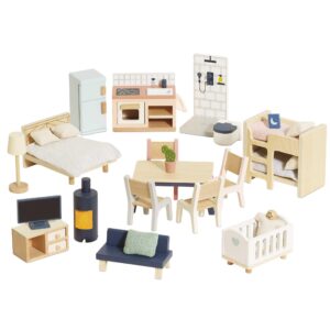 le toy van - wooden dolls house full starter furniture & accessories play set for dolls houses | girls or boys dolls house furniture sets - suitable for ages 3+