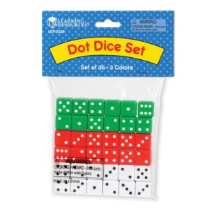 Learning Resources Dot Dice, Math Manipulative, Probability Dice, Board Game Dice, Set of 36, ages 3+