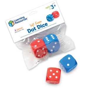 learning resources foam dice: dot dice, red and blue 6-sided foam dice, early math skills, set of 2, grades prek+, ages 3+