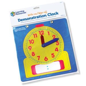 learning resources write & wipe demonstration clock - paper clocks for teaching, first grade learning games, teaching time essentials, homeschool supplies, classroom supplies,1 piece