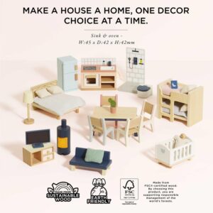 Le Toy Van - Wooden Dolls House Full Starter Furniture & Accessories Play Set for Dolls Houses | Girls or Boys Dolls House Furniture Sets - Suitable for Ages 3+