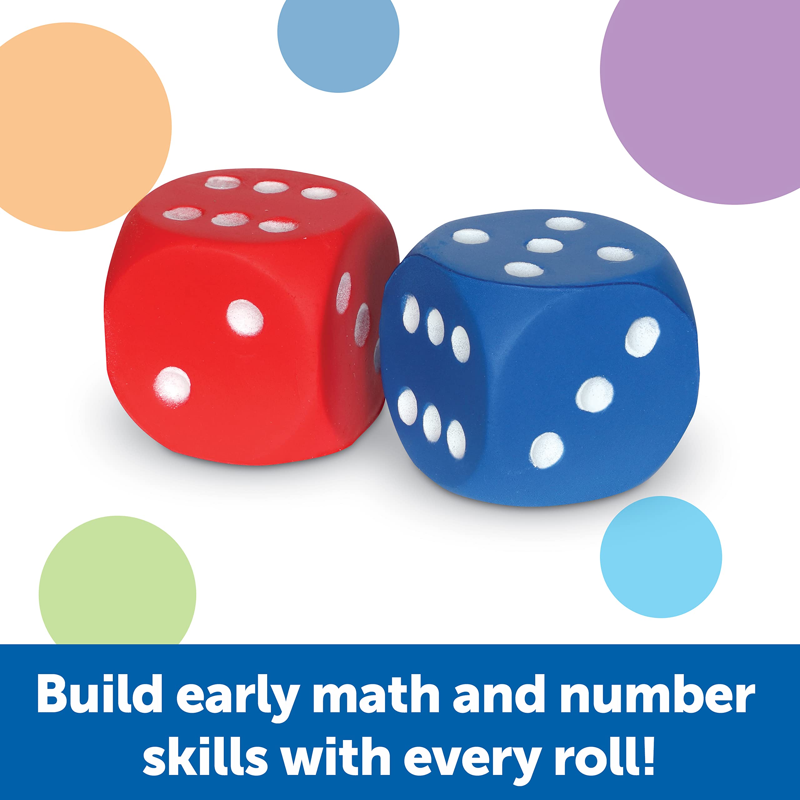 Learning Resources Foam Dice: Dot Dice, Red and Blue 6-Sided Foam Dice, Early Math Skills, Set of 2, Grades PreK+, Ages 3+