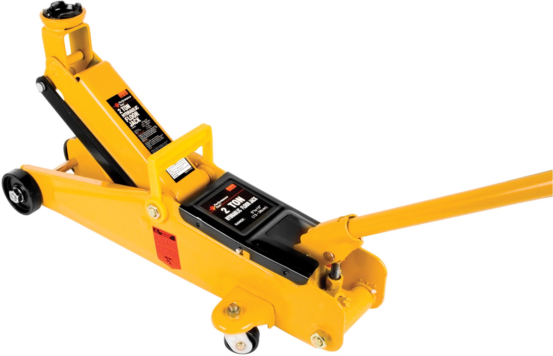 Performance Tool W1614 2 Ton (4,000 lbs.) Capacity Floor Jack Made With Heavy Duty Steel And Swivel Rear Casters