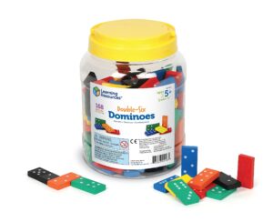 learning resources double-six dominoes in bucket, teaching aids, math classroom accessories, 168 pieces, ages 5+