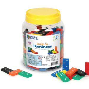 Learning Resources Double-six Dominoes In Bucket, Teaching aids, Math Classroom Accessories, 168 Pieces, Ages 5+