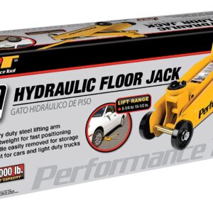 Performance Tool W1614 2 Ton (4,000 lbs.) Capacity Floor Jack Made With Heavy Duty Steel And Swivel Rear Casters