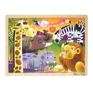 melissa & doug african plains safari wooden jigsaw puzzle with storage tray (24 pcs)