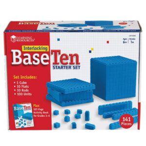 learning resources interlocking base ten starter set, early math, counting, connecting blocks, 141 piece set, ages 6+