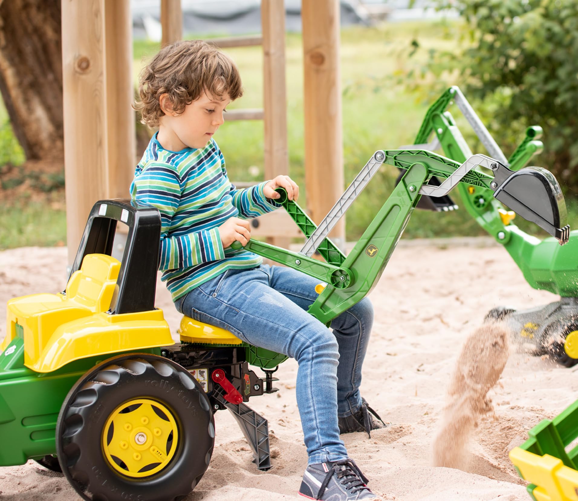 rolly toys John Deere Pedal Tractor with Working Loader and Backhoe Digger, Youth Ages 3+