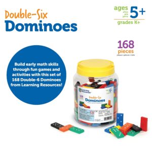 Learning Resources Double-six Dominoes In Bucket, Teaching aids, Math Classroom Accessories, 168 Pieces, Ages 5+