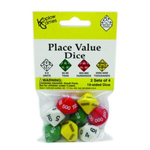 koplow games place value dice classroom accessories, 26mm-1.02in