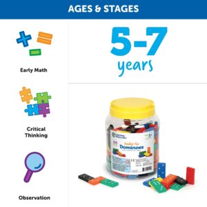 Learning Resources Double-six Dominoes In Bucket, Teaching aids, Math Classroom Accessories, 168 Pieces, Ages 5+