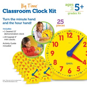 Learning Resources Classroom Clock Kit -25 Pieces, Ages 5+ Clock for Kids, Learning to Tell Time, Clocks for Teaching Time, Teacher and Classroom Supplies