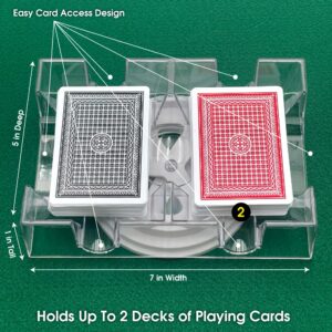 Dual Deck Revolving Card Holder - 360 Degree Poker Playing Cards Holder Canasta Card Holder Casino Accessories Acrylic Playing Card Holder for Playing Card Games - Clear Tray Poker Card Deck Holder