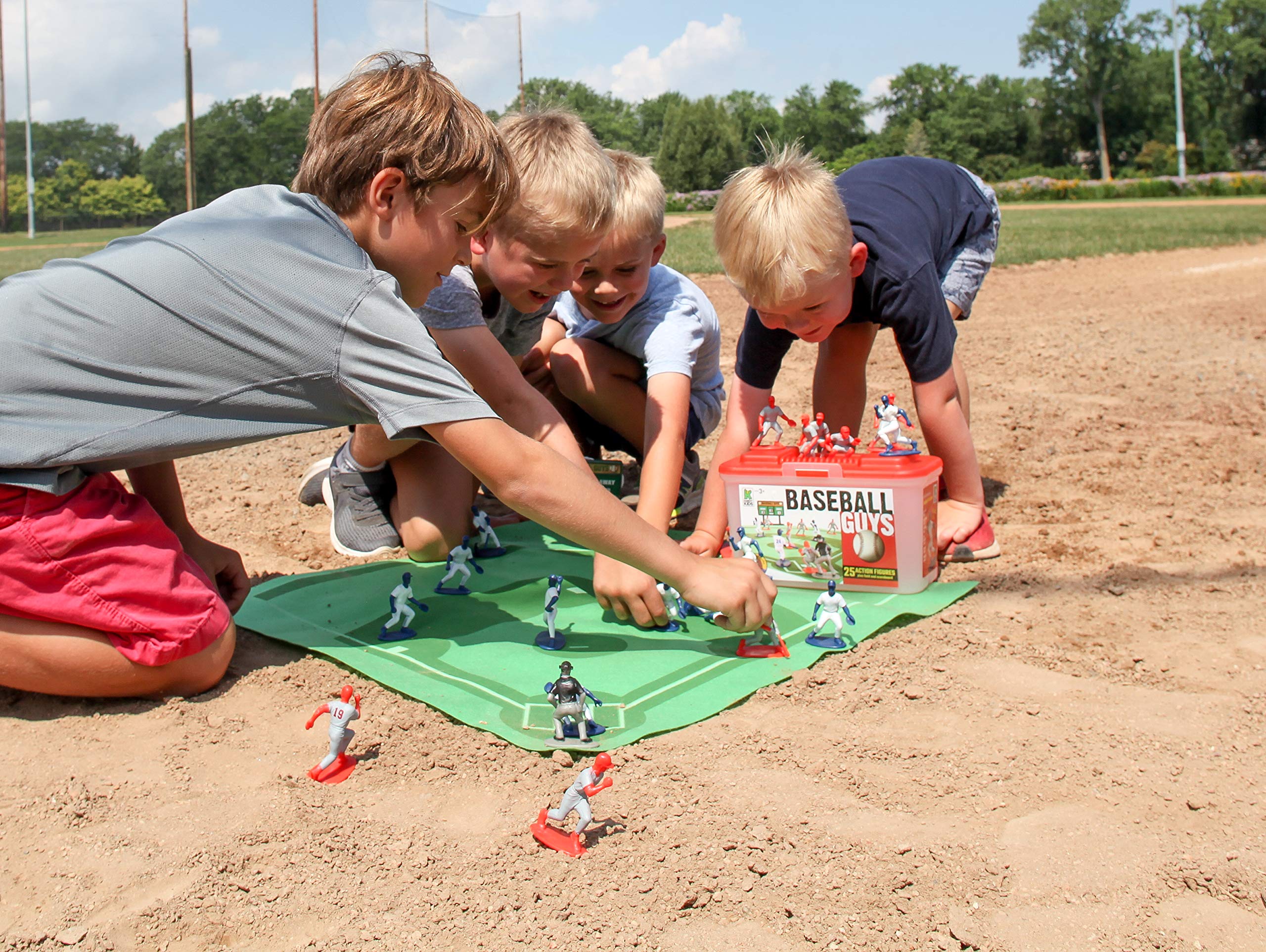 Kaskey Kids Baseball Guys - Red/Blue Inspires Kids Imaginations with Endless Hours of Creative, Open-Ended Play – Includes 2 Teams & Accessories – 29 Pieces in Every Set!