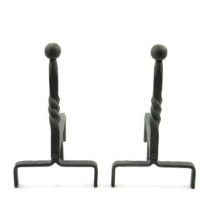 Minuteman International Ball End Wrought Iron Fireplace andirons Pair, Black (AND-07)