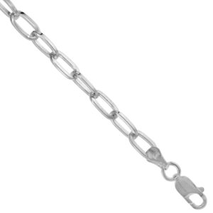 Sterling Silver Square Wire Cable Link Paper Clip Chain Necklace 5.5mm Nickel Free Italy 16 inch