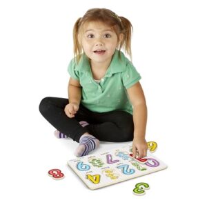 Melissa & Doug Lift & See Numbers Wooden Peg Puzzle - 10 Pieces - FSC Certified