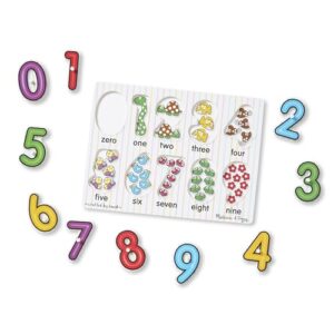 Melissa & Doug Lift & See Numbers Wooden Peg Puzzle - 10 Pieces - FSC Certified