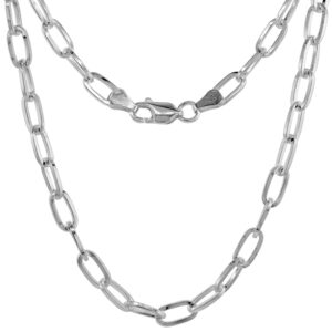 sterling silver square wire cable link paper clip chain necklace 5.5mm nickel free italy 16 inch