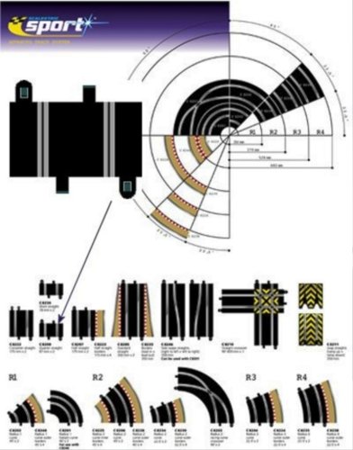 Scalextric C8200 Track Quarter Straight 3.25 inches