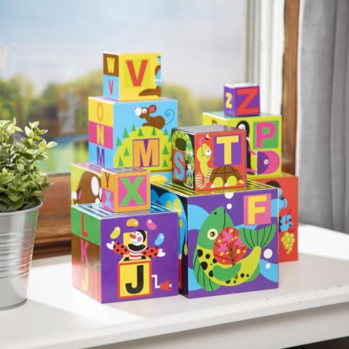 Melissa & Doug Deluxe 10-Piece Alphabet Nesting and Stacking Blocks - FSC Certified