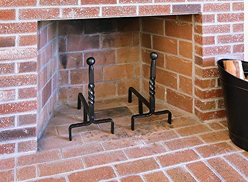 Minuteman International Ball End Wrought Iron Fireplace andirons Pair, Black (AND-07)