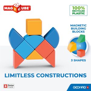 Geomag Swiss-Made MagiCube 9-Piece Magnetic Animal Shapes Building Set, Shaped Stacking Blocks for Toddlers & Kids Ages 1-5, STEM Educational Toy, Creativity, Imagination, Early Learning Fun