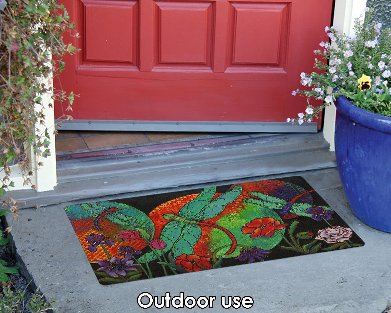 Toland Home Garden 800172 Twilight Flight Summer Door Mat 18x30 Inch Dragonfly Outdoor Doormat for Entryway Indoor Entrance