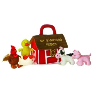 aurora® engaging baby talk™ my barnyard friends ii™ baby stuffed animal - sensory delight - interactive learning - multicolor 8 inches