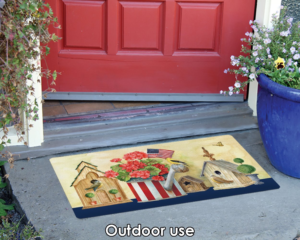 Toland Home Garden 800175 Patriotic Watering Can Summer Door Mat 18x30 Inch 4th of July Outdoor Doormat for Entryway Indoor Entrance