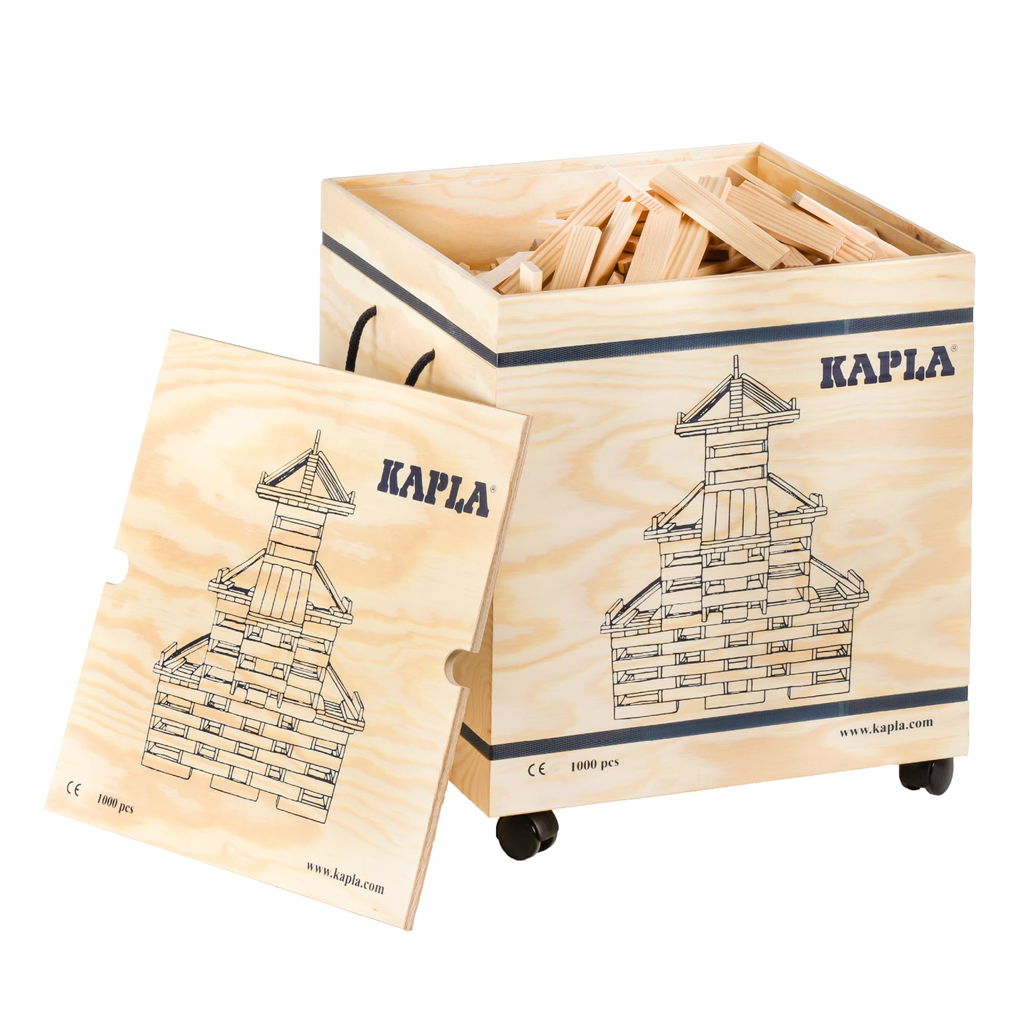 KAPLA Wooden Construction Set - 1000 Building Planks in a Chest - for Ages 3+