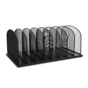 safco onyx desk organizer with 8 vertical sections, file organizer for home, office, classroom & more, steel mesh construction