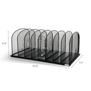 Safco Onyx Desk Organizer with 8 Vertical Sections, File Organizer for Home, Office, Classroom & More, Steel Mesh Construction